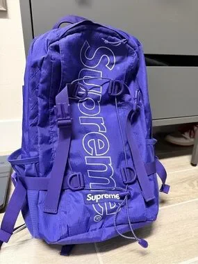 Supreme | Bags | Supreme Purple Vertical Logo Backpack | Poshmark